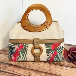 croft & barrow | Bags | Croft Barrow Handbag Fabric Wood Handle | Poshmark